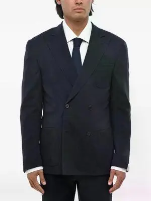Corneliani Textured Double-breasted Blazer - Blue