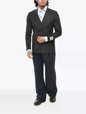 Corneliani Double-breasted Checked Blazer - Brown