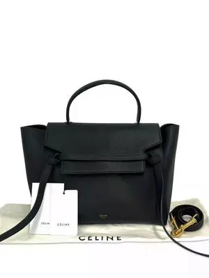 Celine 2018 Mini Grained Calfskin Belt Bag Satchel - Black