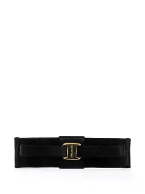 FERRAGAMO Logo Plaque Satin Hair Clip - Black