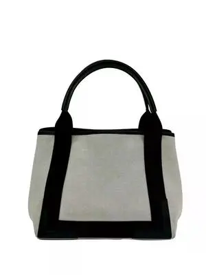 Balenciaga Canvas Navy Cabas S Tote Bag - White