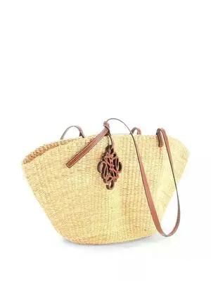 Loewe Shell Basket Bag Woven Raffia Small Shoulder Bag - Neutrals