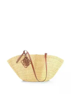 Loewe Shell Basket Bag Woven Raffia Small Shoulder Bag