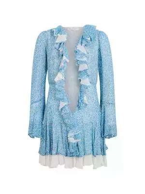 Philosophy Di Lorenzo Serafini Floral-print Ruffled Mini Dress - Blue