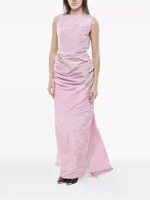 SUPER BLOND Ruched-detail Open-back Maxi Dress - Pink