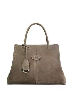 TOD'S Logo-patch Suede Tote Bag - Grey