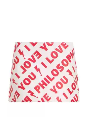 Philosophy Di Lorenzo Serafini Logo Print A-line Mini Skirt - Neutrals