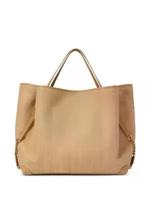 Chloé Large Clover Double Carry Bag In Raffia-effect Fibers