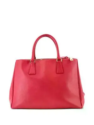 Prada Double Zip Lux Saffiano Leather Tote Bag - Pink