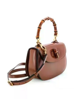 Gucci Bamboo Top Handle Bag Leather Small Satchel - Brown