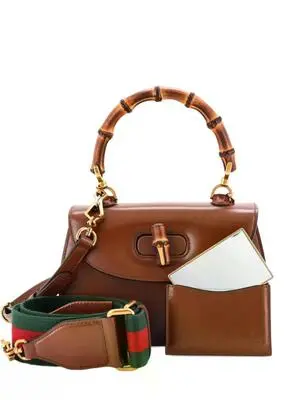 Gucci Bamboo Top Handle Bag Leather Small Satchel - Brown
