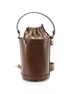 Gucci Ophidia Top Handle Leather And Gg Canvas Mini Bucket Bag