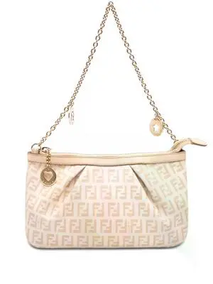 Fendi 2010-2026 Zucchino Spalmati Chain Pochette Shoulder Bag - Brown