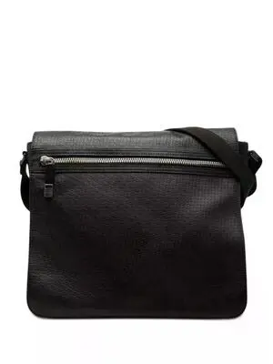 Dior 2011 Diorissimo Embossed Leather Messenger Bag Crossbody Bag - Black
