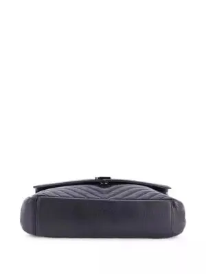 Saint Laurent Monogram College Bag Matelasse Chevron Leather Large Shoulder Bag - Black