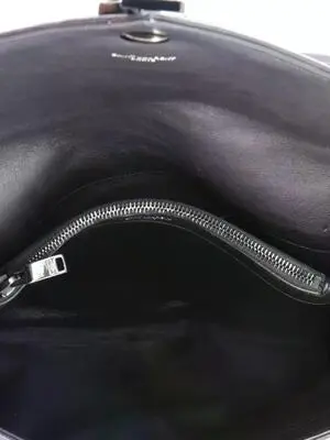 Saint Laurent Monogram College Bag Matelasse Chevron Leather Large Shoulder Bag - Black