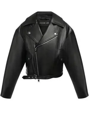 JACOB LEE Belted Leather Biker Jacket