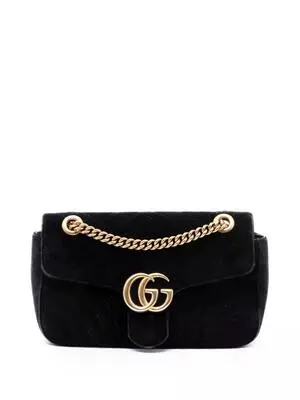 Gucci 2016-2026 Medium Gg Marmont Matelasse Velvet Shoulder Bag - Black