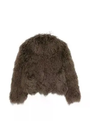 MARTHA LOUIS Shearling-effect Cropped Jacket - Brown