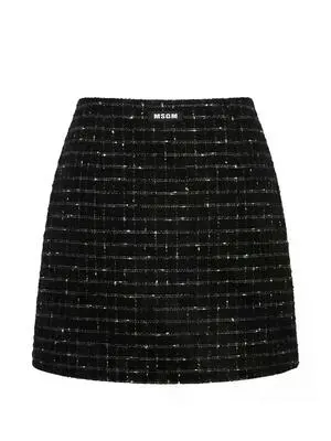 MSGM Check-pattern Wrap Skirt - Black