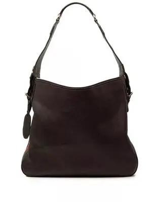Gucci 2000-2015 Medium Pebbled Calfskin Web Heritage Shoulder Bag - Brown