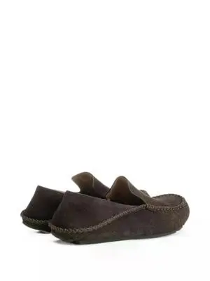 Loewe Rambla Driving Loafers In Suede Calfskin - Brown