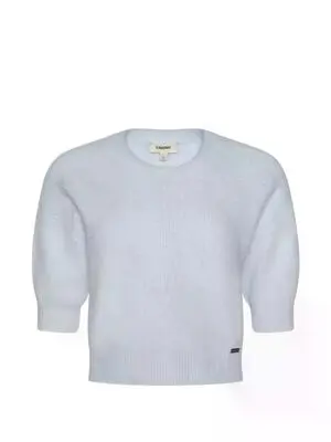 L'Agence Guinevere Ribbed Knit Short-sleeve Sweater