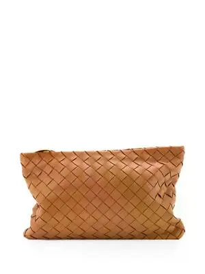 Bottega Veneta Zip Pouch Intrecciato Nappa Large Clutch Bag - Brown