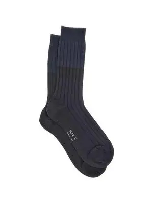 Plan C Ribbed Logo-print Socks - Black