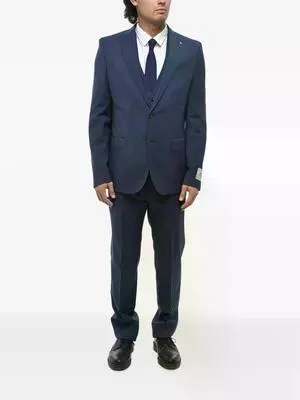 Corneliani Logo-patch Three-piece Wool Suit - Blue