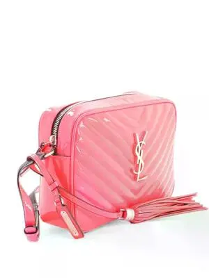 Saint Laurent Lou Camera Bag Matelassé Chevron Patent Small Crossbody Bag - Pink