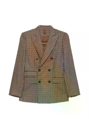 Max Mara Houndstooth Double-breasted Jacket - Brown