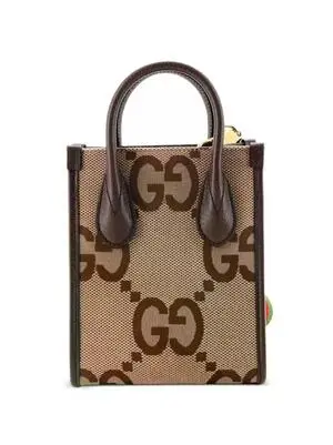 Gucci Vertical Tote Jumbo Gg Canvas Mini Crossbody Bag - Brown