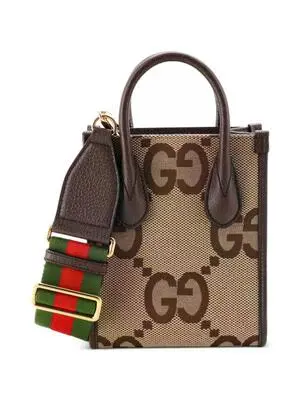 Gucci Vertical Tote Jumbo Gg Canvas Mini Crossbody Bag