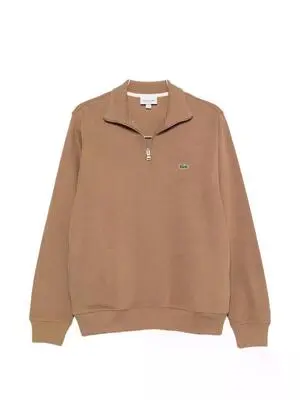 Lacoste Logo-patch Zip-fastening Polo Shirt - Brown