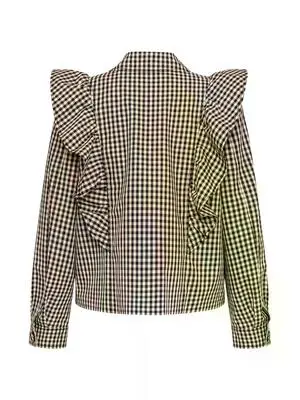 MAISON COMMON Ruffled Gingham Jacket - Neutrals