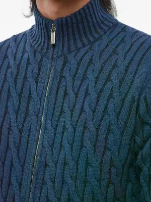 MOORER Cable-knit Zip-up Sweater