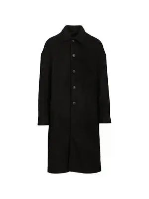 Rick Owens Tower Buttoned Brad Coat In Boiled Wool
