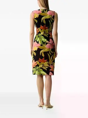 Joseph Ribkoff Floral-print Wrap-style Mini Dress - Black