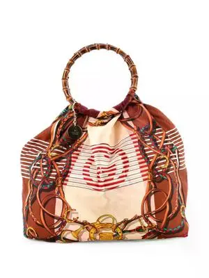 Gucci Bamboo Handle Printed Silk Maxi Tote Bag - Multicolour