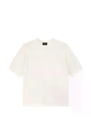 Emporio Armani Chevron-knit Short-sleeve Sweater - Neutrals