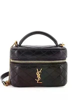Saint Laurent Gaby Quilted Leather Micro Crossbody Bag - Black