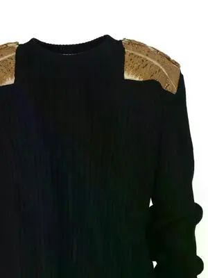 Valentino Garavani Ribbed Sweater With Embellished Shoulder Patches