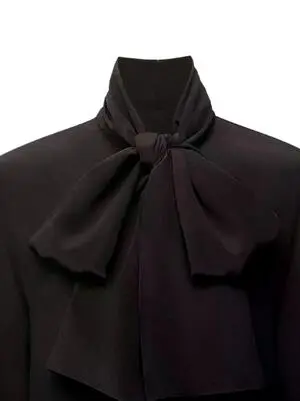 Another Tomorrow Signature Bow Blouse - Black