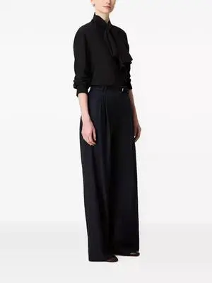 Another Tomorrow Signature Bow Blouse - Black