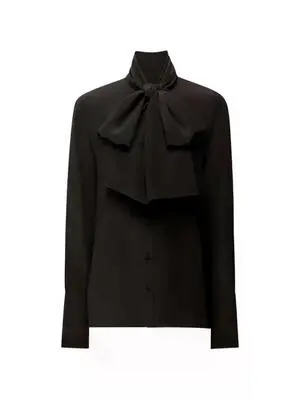 Another Tomorrow Signature Bow Blouse - Black