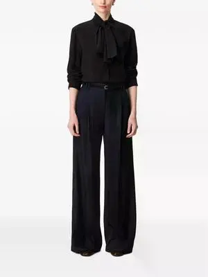 Another Tomorrow Signature Bow Blouse - Black