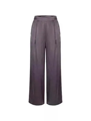 Avant Toi Pleated Satin Palazzo Pants - Grey