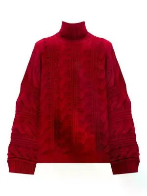 TWINSET Cable Knit Turtleneck Sweater - Red