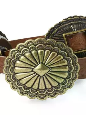 The Great. Embossed Concho Belt - Brown